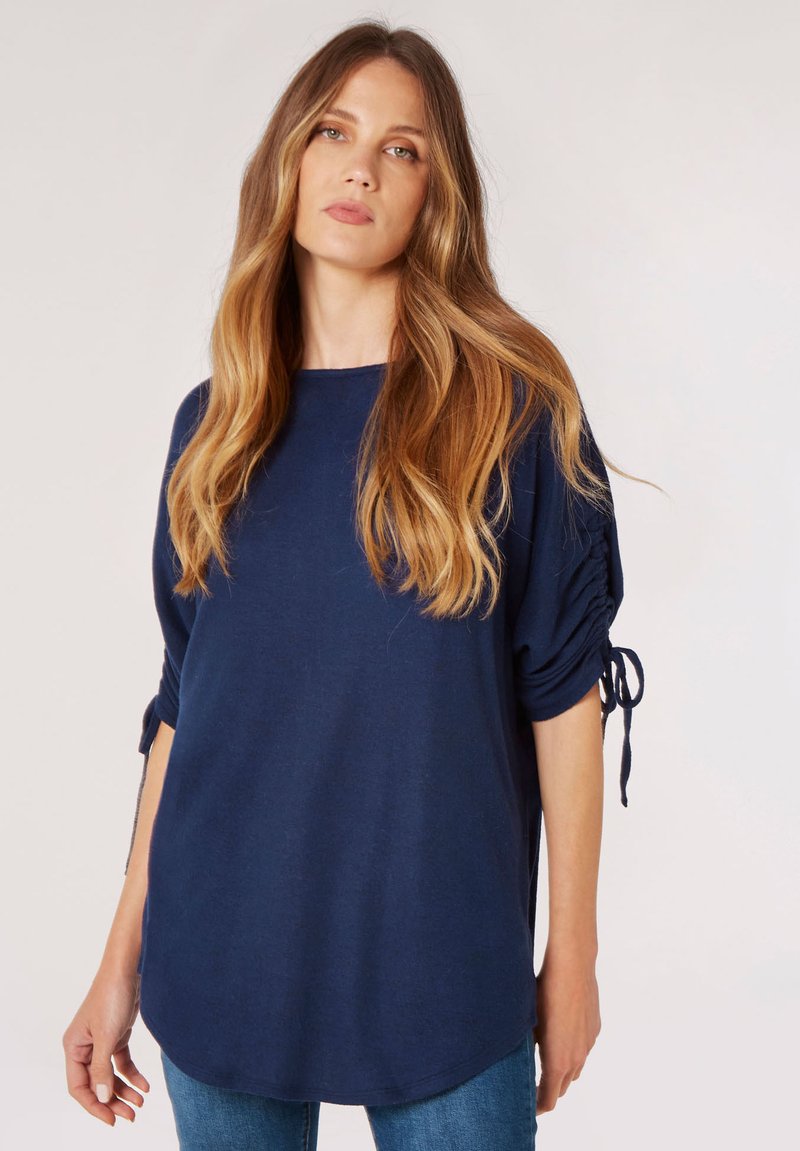 Apricot RUCHED SLEEVE SOFT TOUCH - T-Shirt basic - navy/dunkelblau - Zalando.at