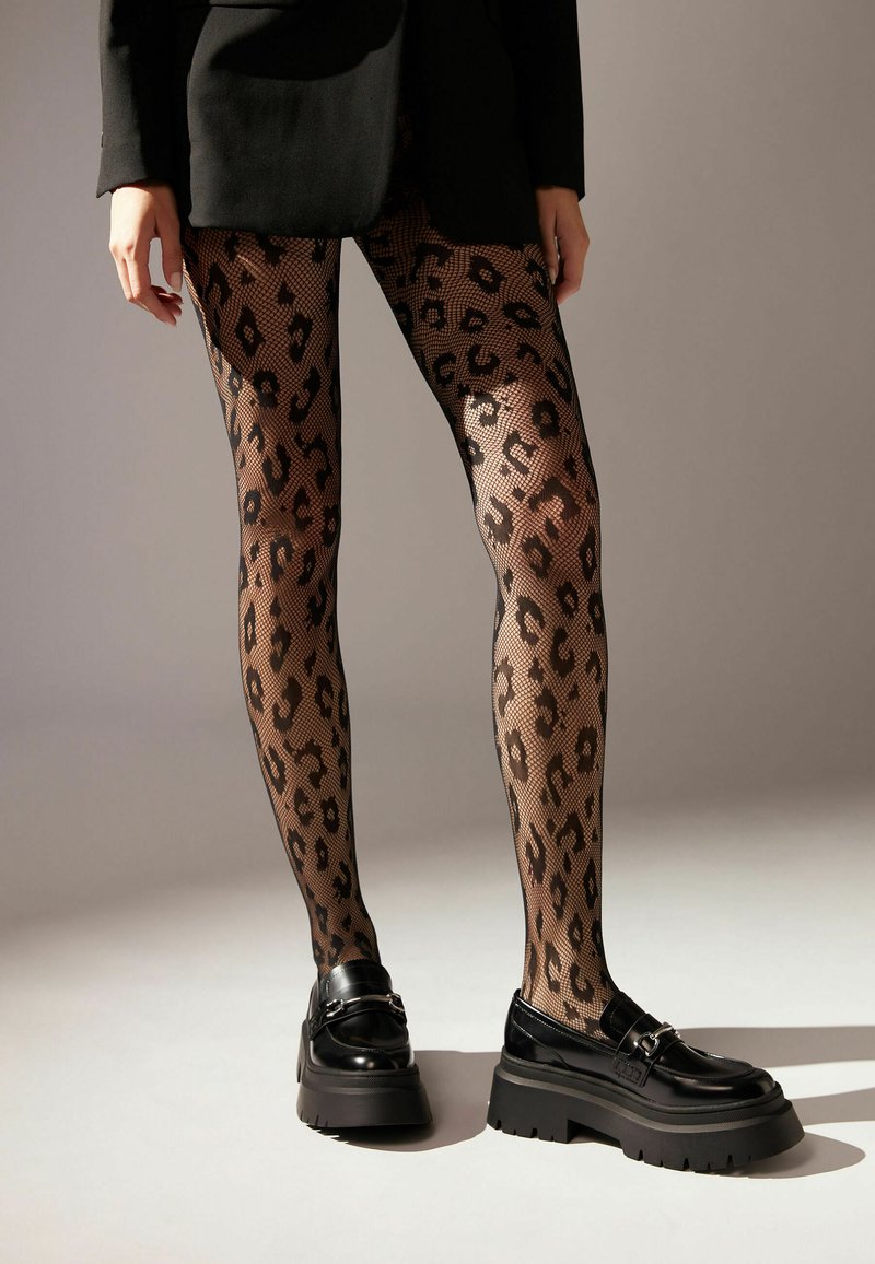 Calzedonia FISHNET - Tights - schwarz black animal print fishnet/black ...