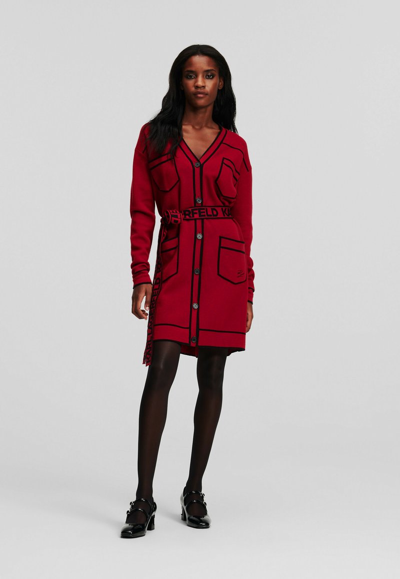 KARL LAGERFELD BRANDED BELTED - Kardigan - chili pepper/punane - Zalando.ee