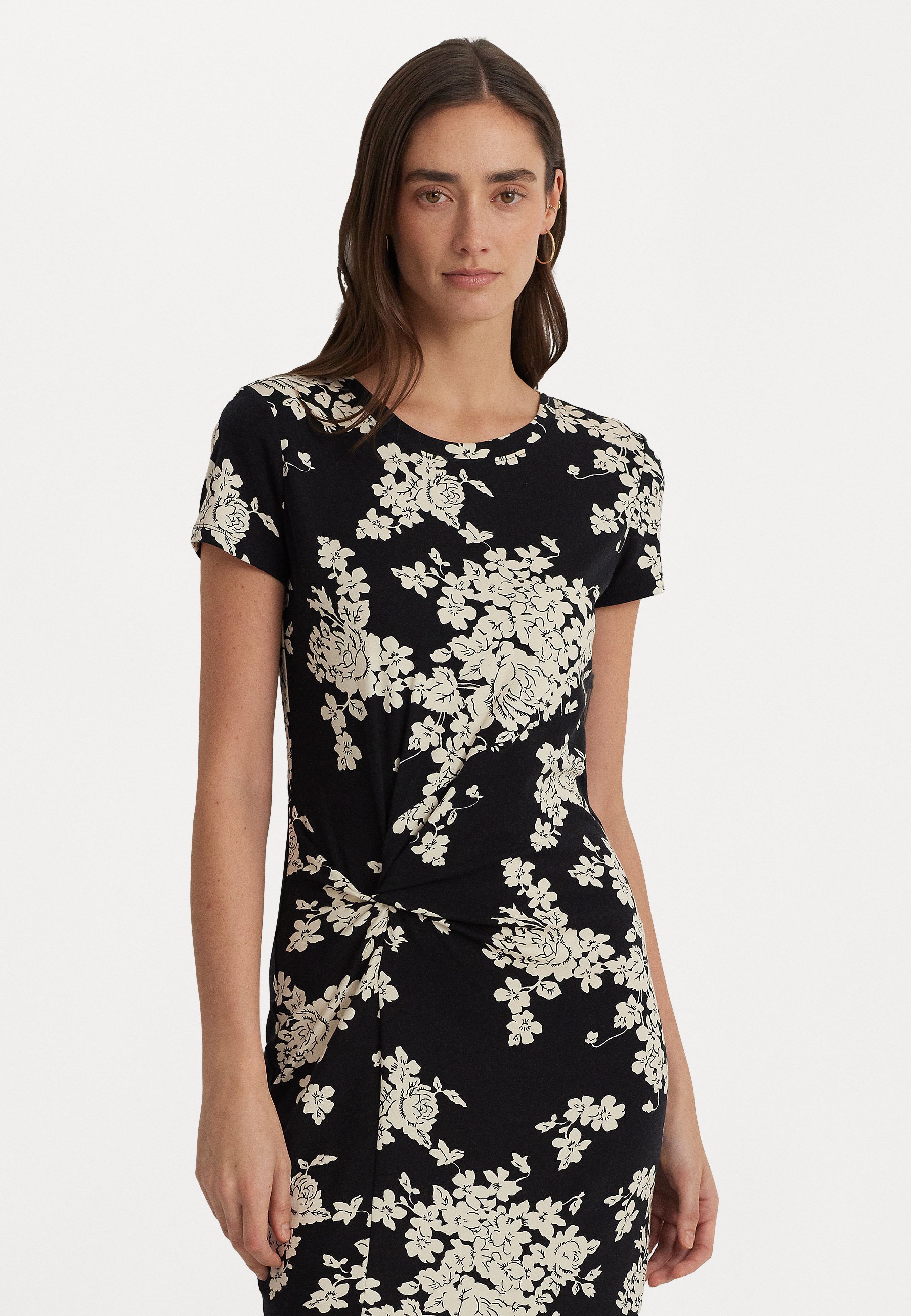 Lauren Ralph Lauren SYPORAH SHORT SLEEVE DAY DRESS - Etuikleid - black/cream/offwhite - Zalando.ch