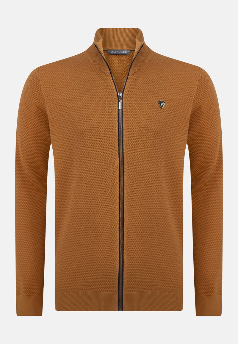 Jacey Quinn HONEYCOMB ZIPPER - Cardigan - latte brown/brown - Zalando.ie