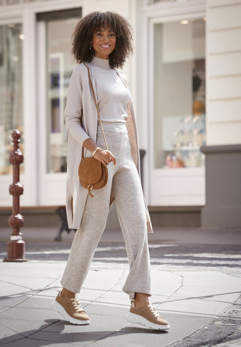 LASCANA Neuletakki - beige-meliert/beige, meleerattu - Zalando.fi