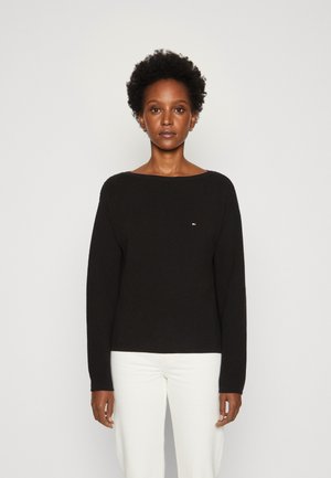 Guess LS RN DIANE TRIANGLE LOGO SWTR - Stickad tröja - jet black/svart ...