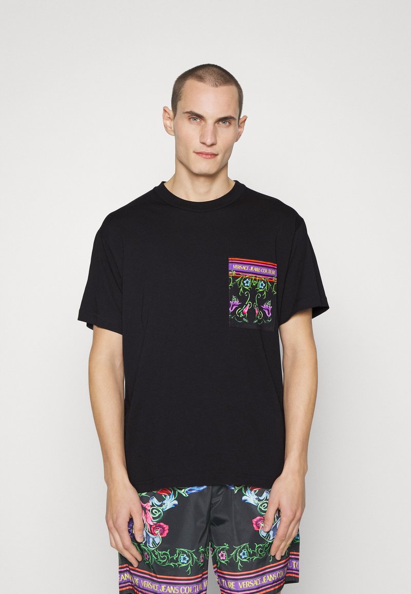 Versace Jeans Couture Panel Garden T Shirt Med Print Black Gold