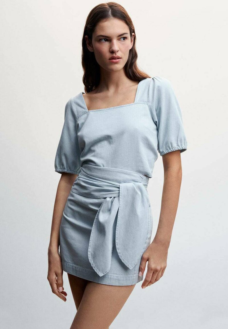 Mango LESTER H - Mini skirt - light blue - Zalando.ie