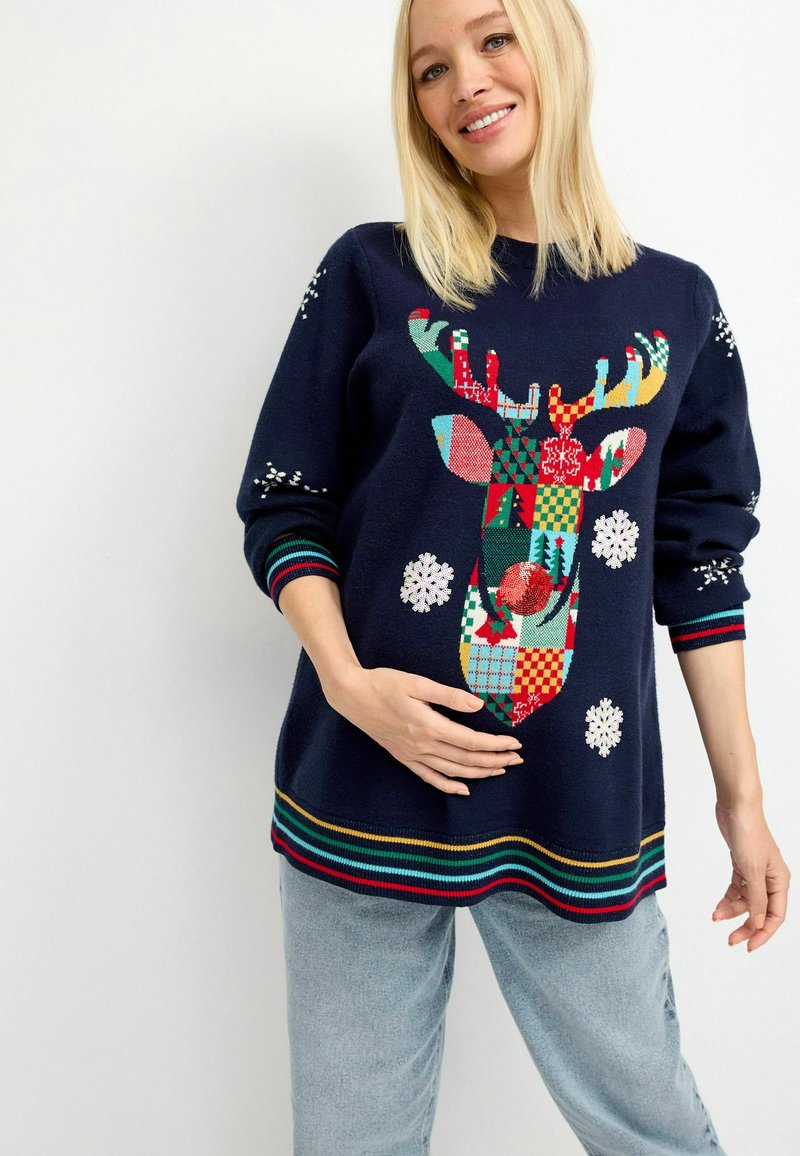 Next MATERNITY CHRISTMAS - Svetr - navy blue/modrá - Zalando.cz
