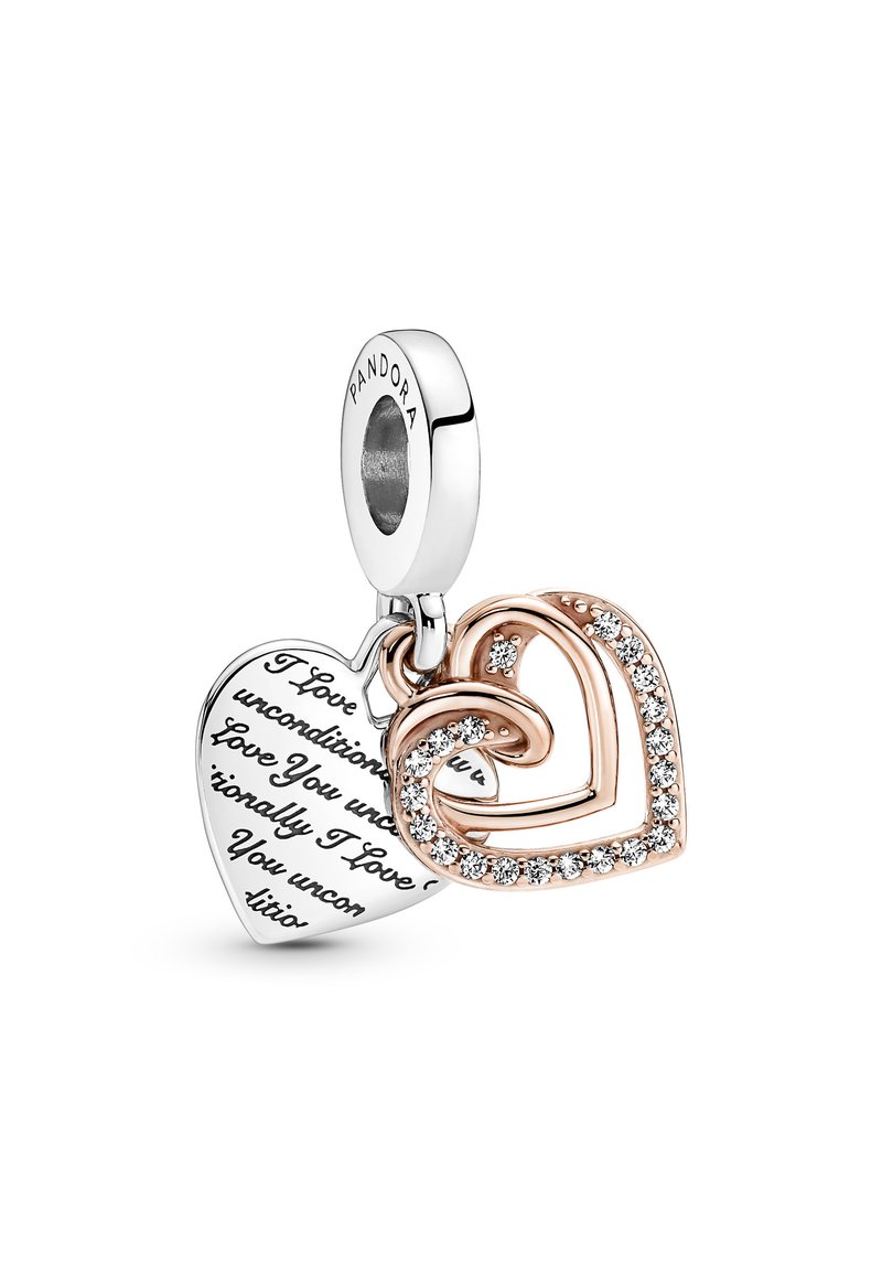 Pandora HEARTS DOUBLE - Charm - sterling silver and rose gold plated ...