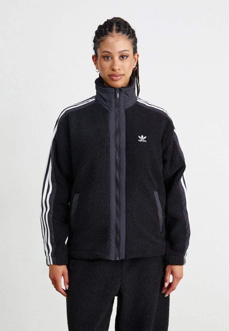 adidas Originals TEDDY FLEECE FULL-ZIP - Fleecejacke - black/schwarz ...