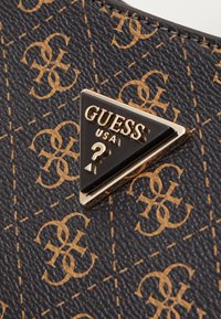 Guess MERIDIAN MINI TOP ZIP - Handbag - brown logo/brown - Zalando.co.uk