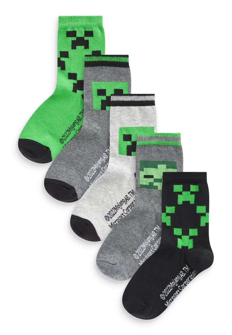 Next 5 PACK RICH - Socken - minecraft grey/green/schwarz - Zalando.at
