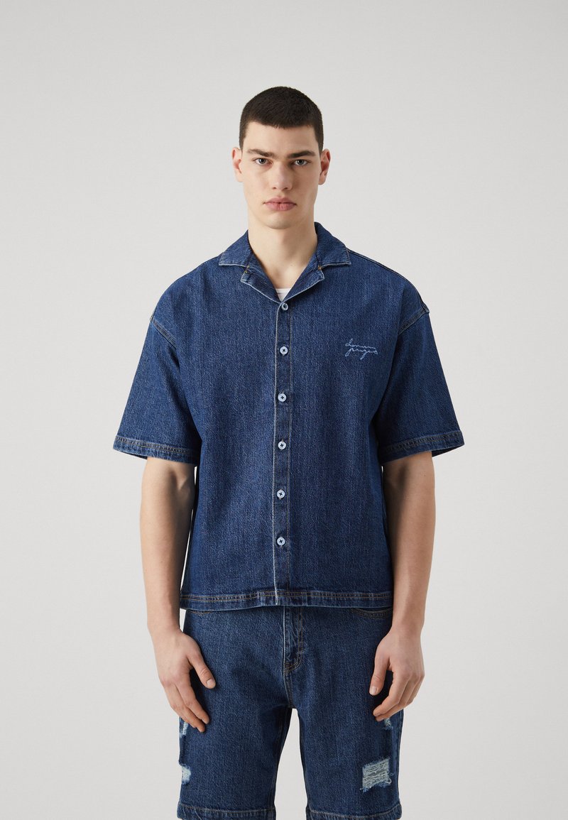 Denim Project FLOCK PRINT RESORT SHIRT - Camisa - mid blue wash/blue ...