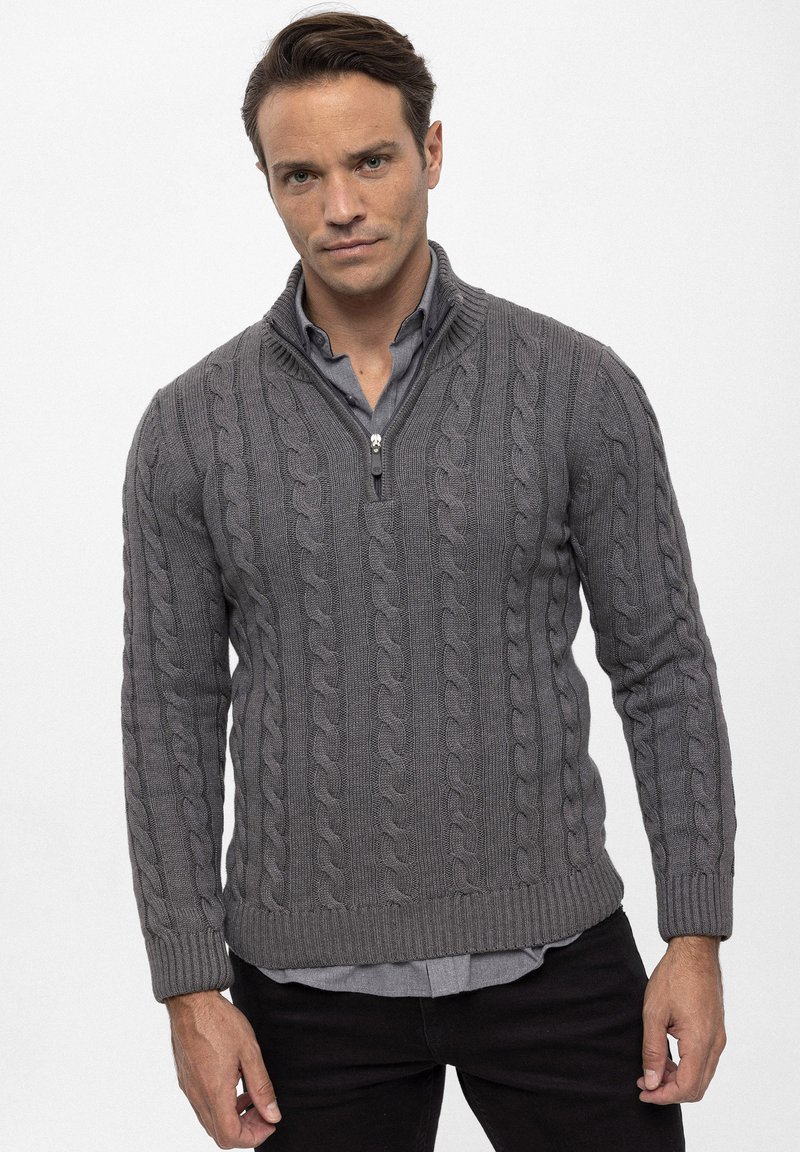 Felix Hardy CABLE HALF ZIPPER - Strickpullover - anthracite/anthrazit ...