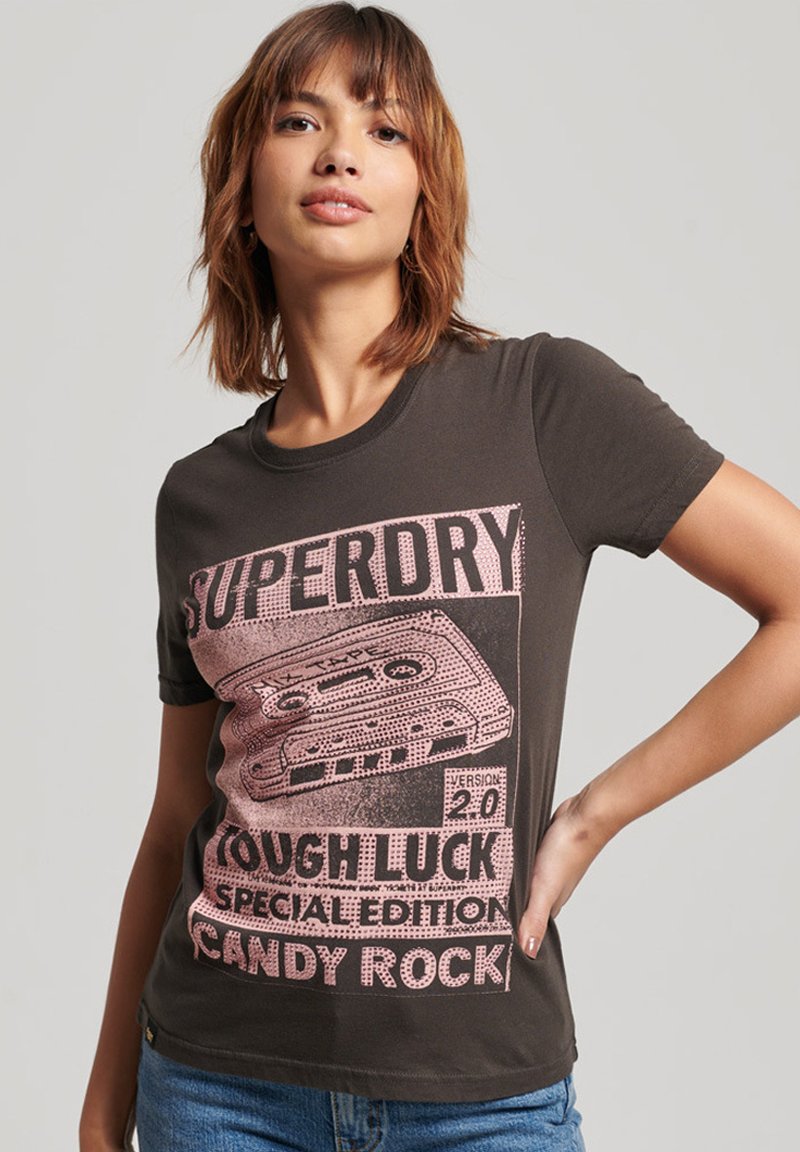 Superdry LO FI POSTER - T-shirt con stampa - vintage black/antracite - Zalando.it