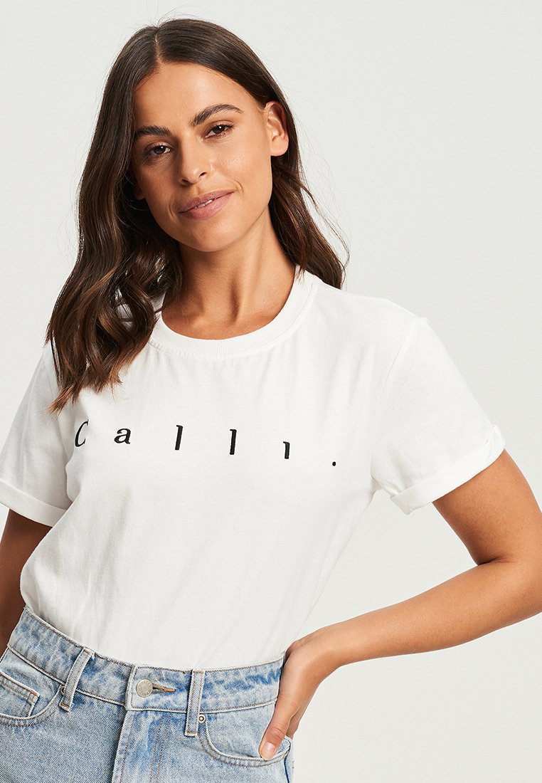 CALLI LOGO - Trükipildiga T-särk - white/valge - Zalando.ee