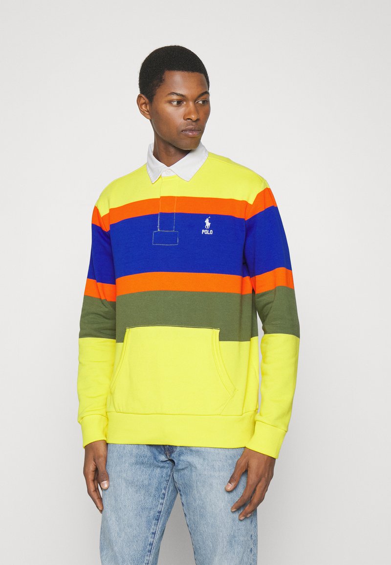 Polo Ralph Lauren STRIPED FLEECE RUGBY SWEATSHIRT - Sweater - lemon ...