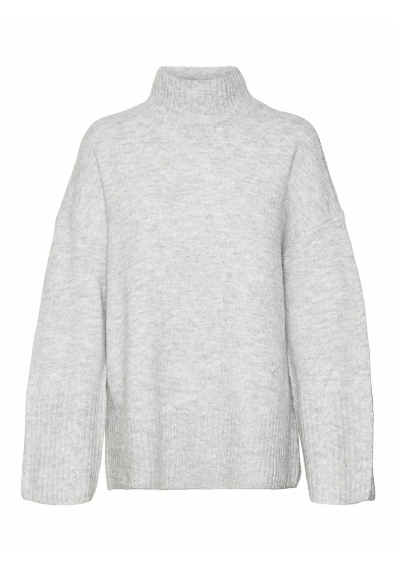 Vero Moda LS HIGHNECK - Strickpullover - light grey melange/grau - Zalando.de