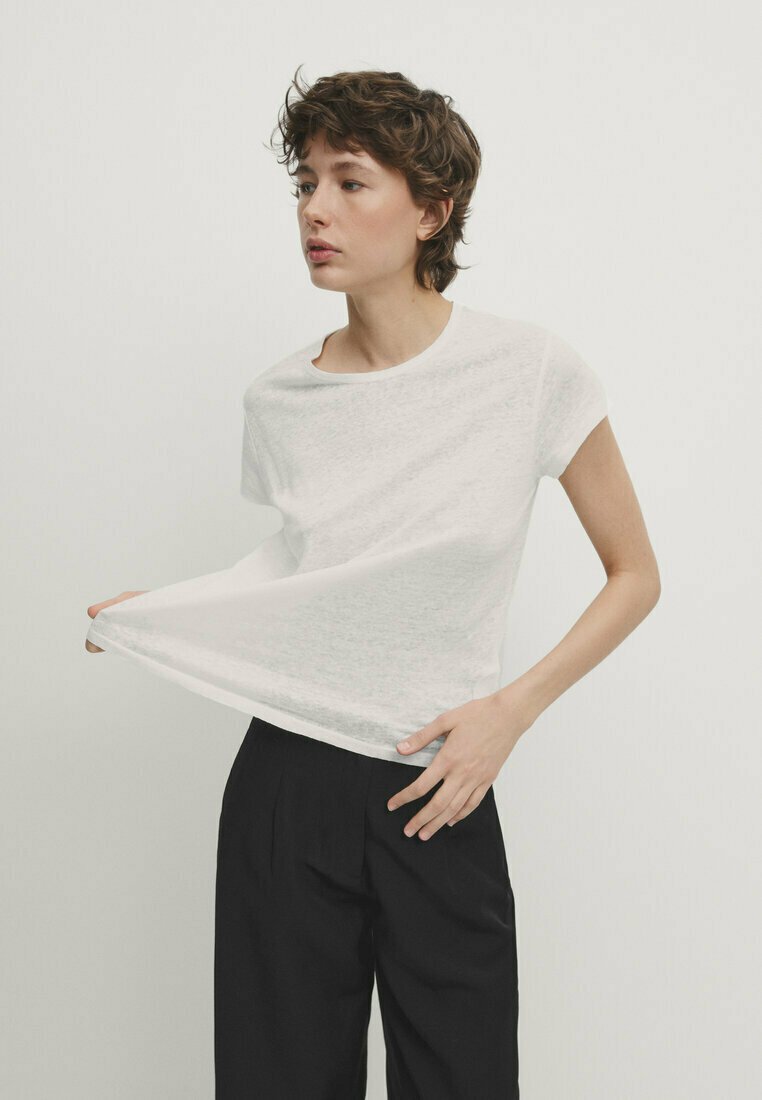 Massimo Dutti SHORT SLEEVE - T-shirt basic - white/bianco - Zalando.it