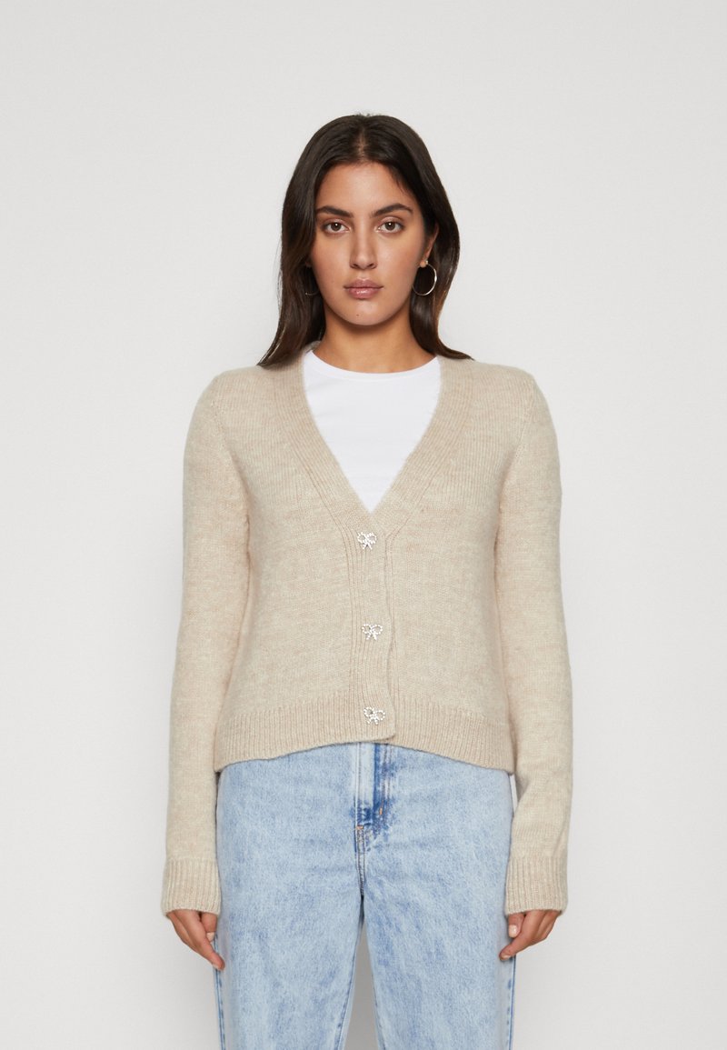 ONLY ONLHENRIETTE CARDIGAN - Kardigán - pumice stone melange/bézs ...
