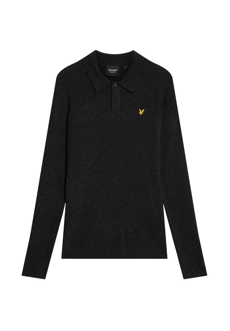 Lyle & Scott RUGBY JUMPER - Strikkegenser - jet black marl/svart ...