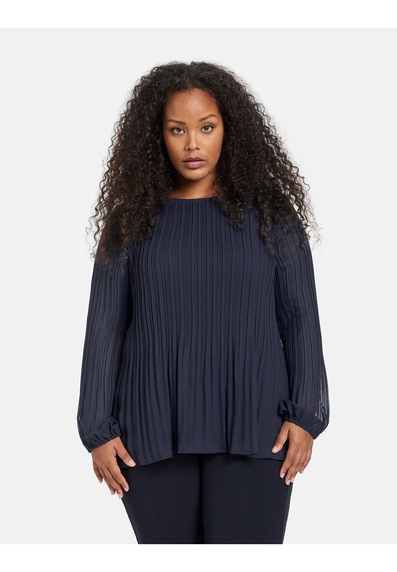 Samoon PLISSEE - Bluse - navy/dunkelblau - Zalando.de