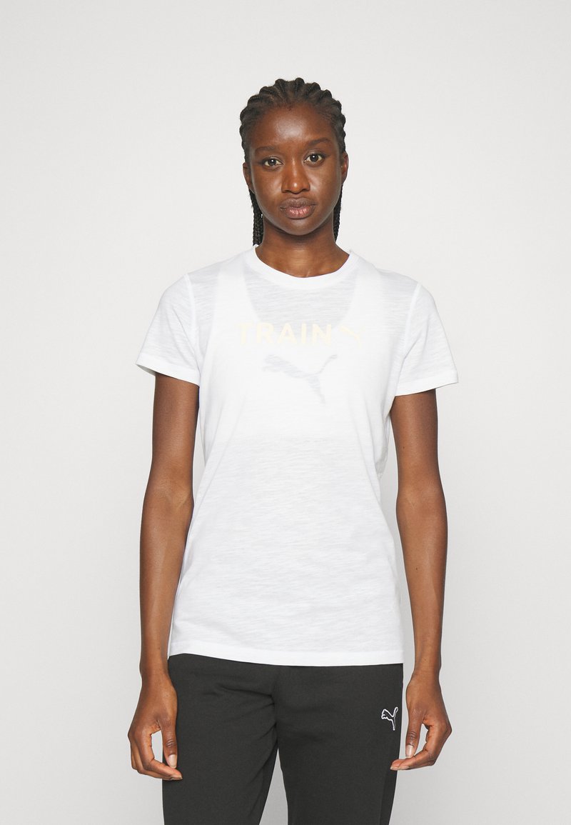 Puma WOMEN'S GRAPHIC TEE TRAIN - Sportfelső - white/fehér - Zalando.hu