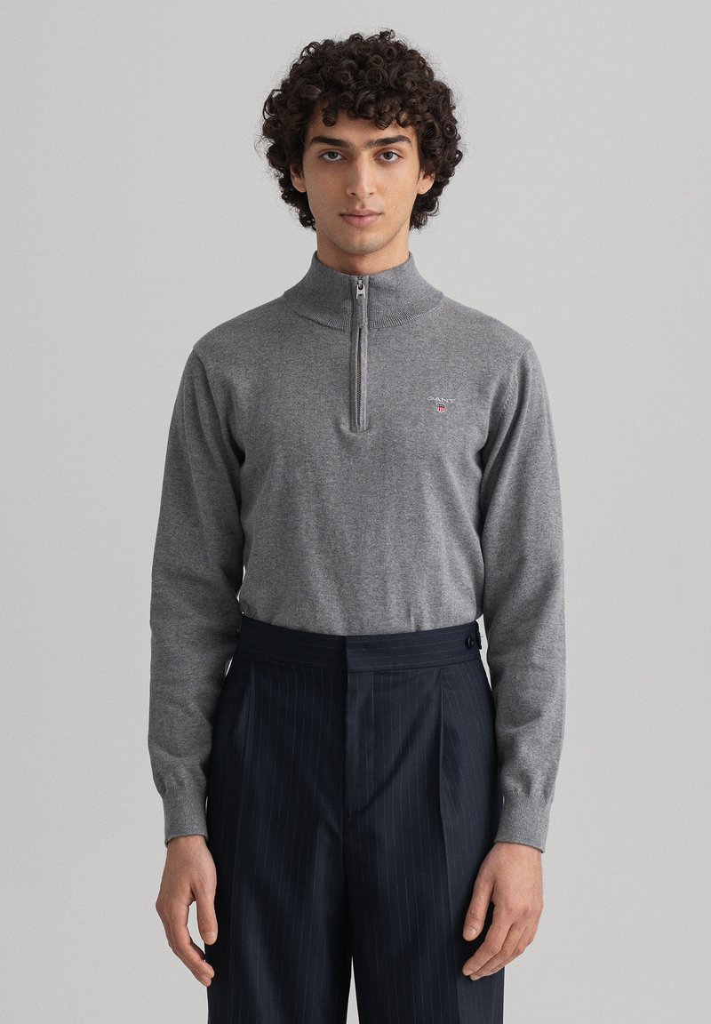 GANT CLASSIC HALF ZIP - Jersey de punto - dark grey melange/gris oscuro ...