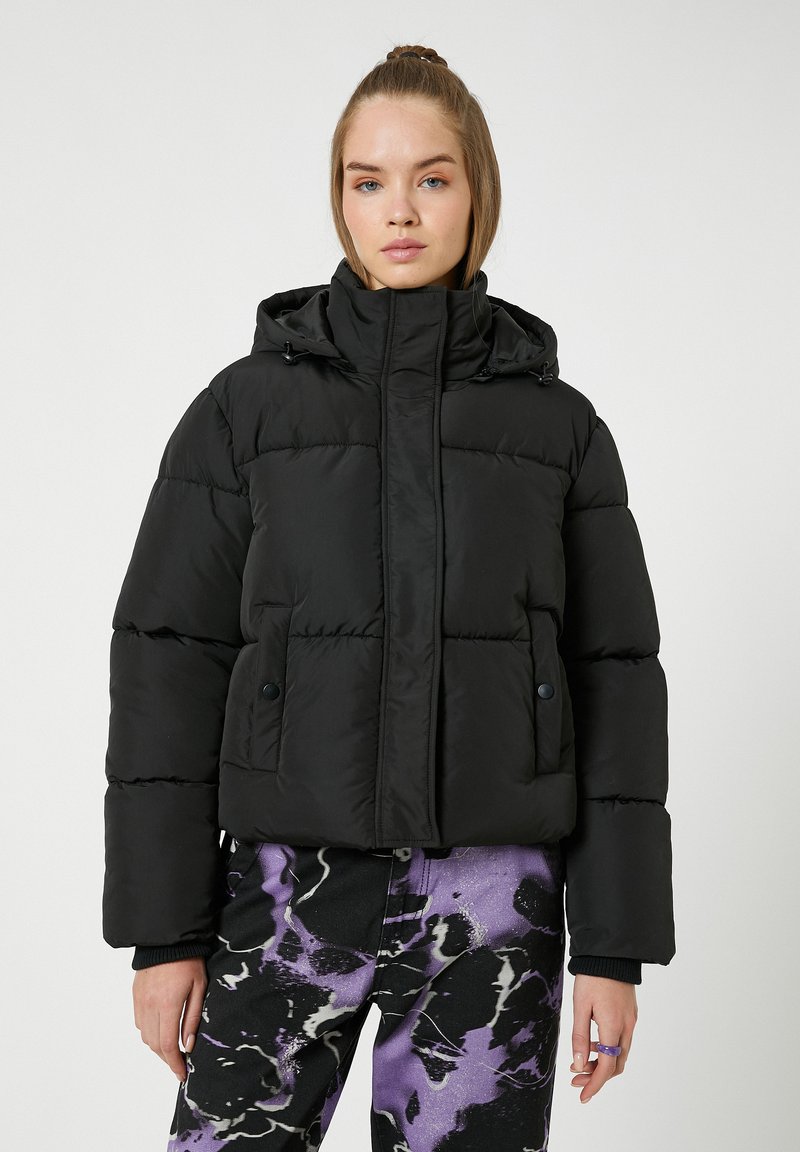 Koton HOODED POCKET DETAIL SHORT PUFFER - Winterjas - black/zwart - Zalando.nl