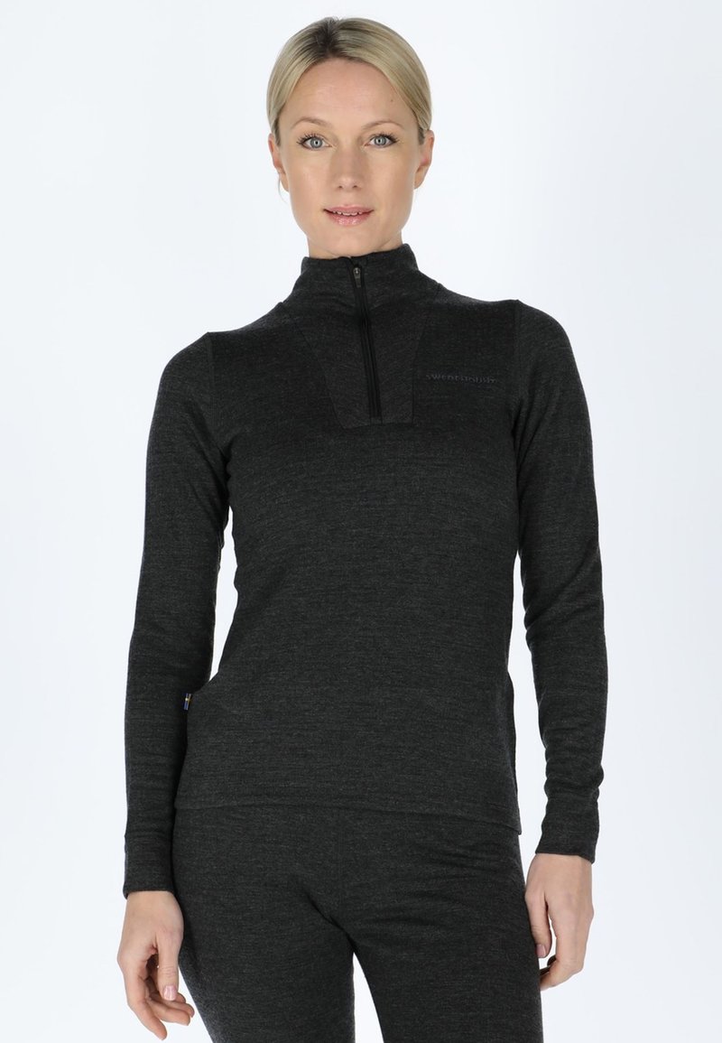 Swedemount NEPAL WOOL TERRY MERINO HALFZIP - Undershirt - charcoal ...
