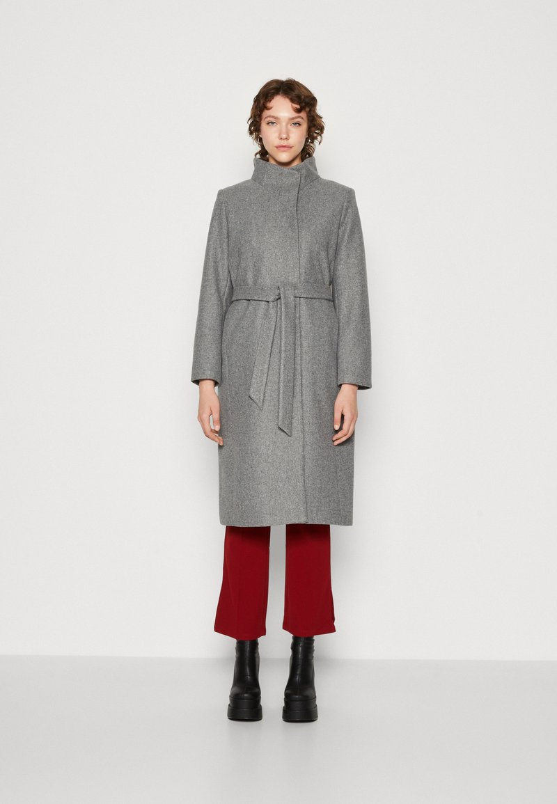 ONLY ONLEMMA HIGHNECK COAT - Classic coat - medium grey melange/mottled ...