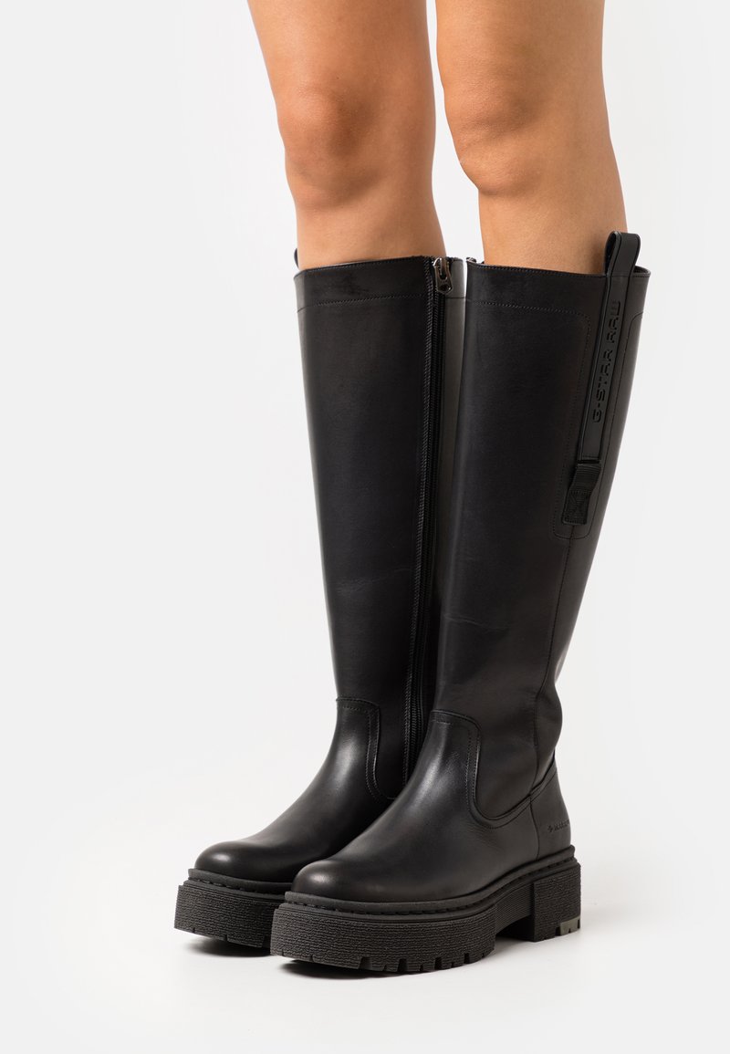 G-Star KAFEY PFM XHGH LEA W - Platåstøvler - black/svart - Zalando.no