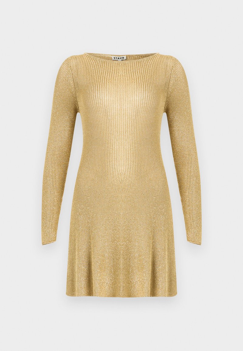 STAUD NIKITTA MINI DRESS - Pletené šaty - gold-coloured/zlatá barva ...