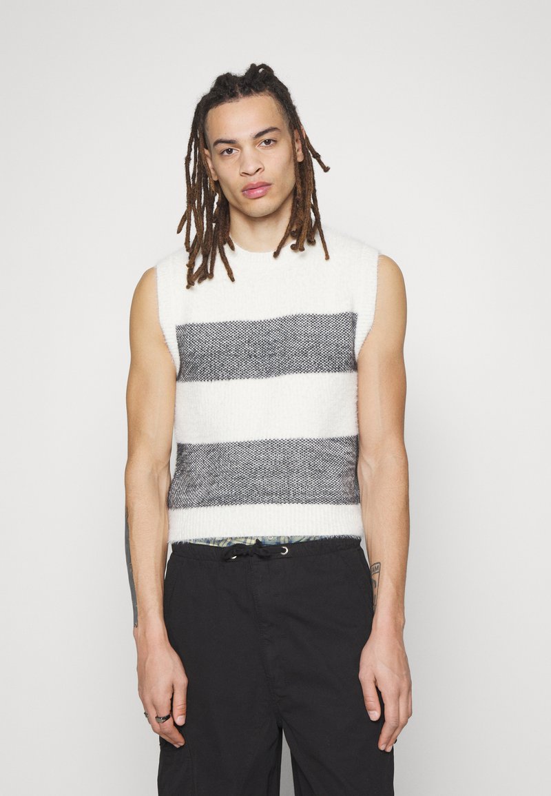 Jaded London MONO HAIRY YARN TANK - Maglione - white/grey/avorio ...