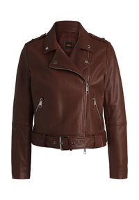 BOSS SAMELI - Leather jacket - rust copper/copper - Zalando