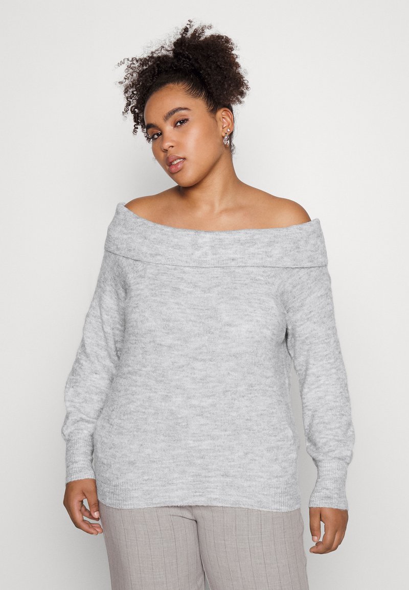 Vero Moda Curve VMVIGGA OFFSHOULDER BLOUSE - Pullover - light grey ...