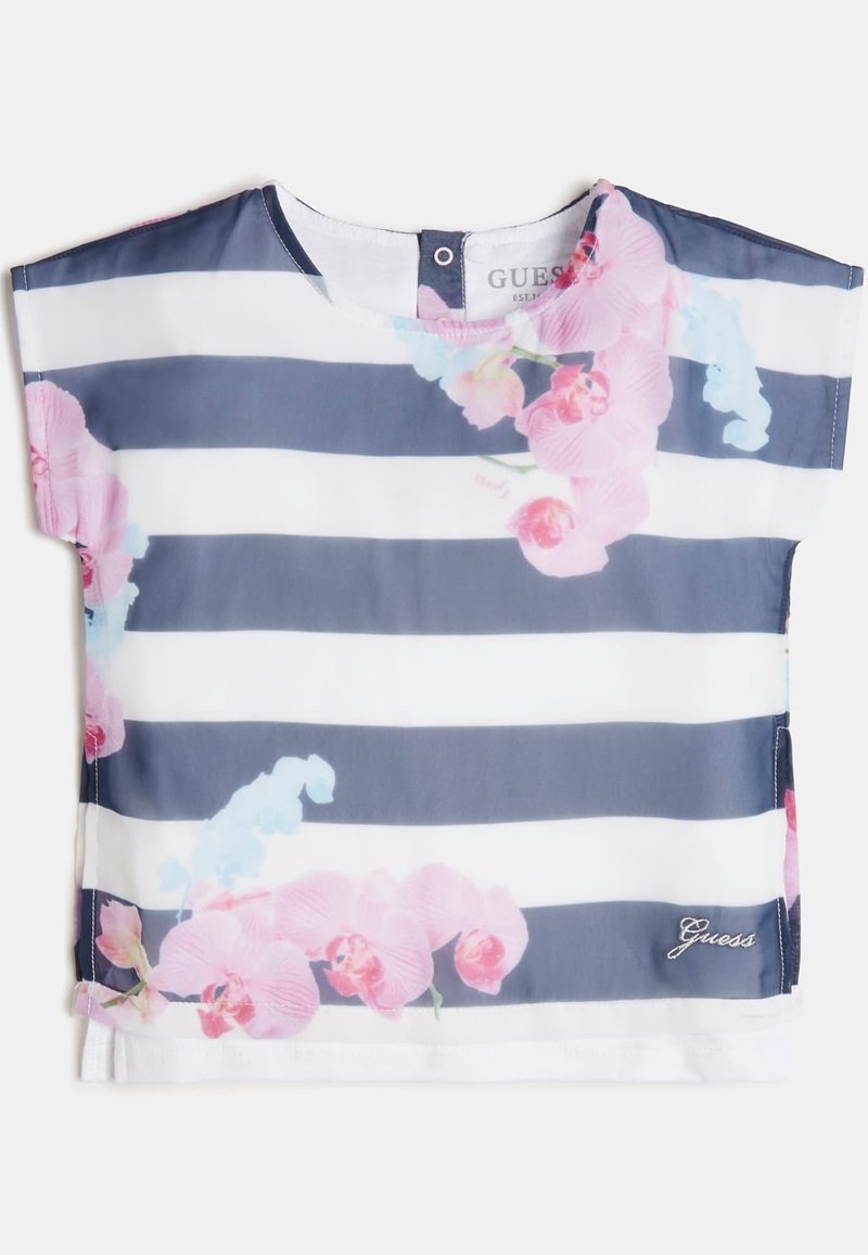 Guess Allover Print Bluse Mehrfarbig Grundton Blau Blau Zalando At