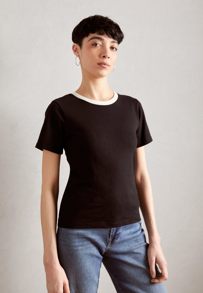 Anna Field Basic T-shirt - black/off-white/black - Zalando.ie