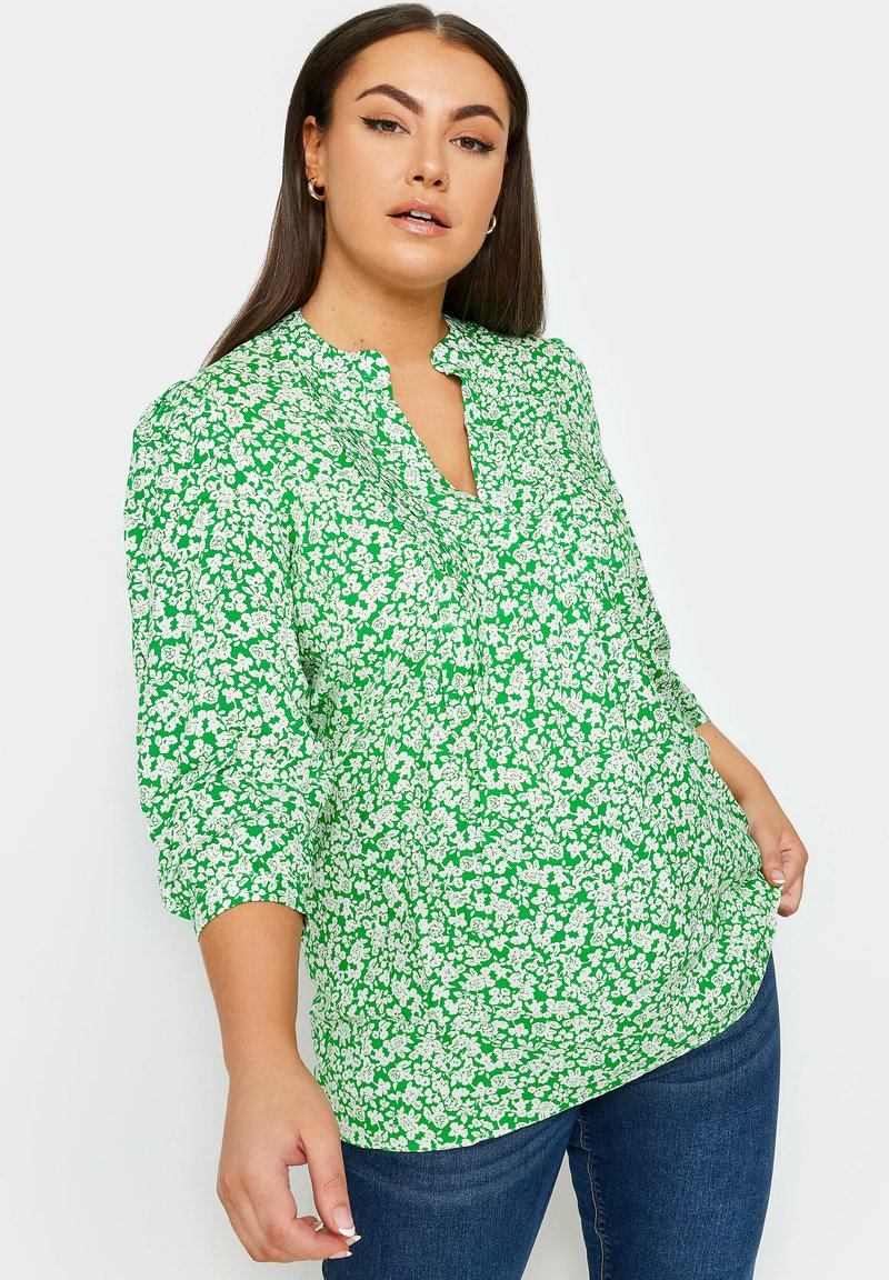 Yours Clothing FLORAL PRINT PINTUCK - Bluse - green/grøn - Zalando.dk