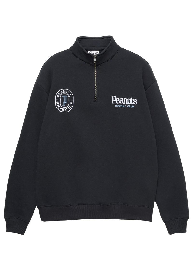 PULL&BEAR PEANUTS QUARTER-ZIP - Mikina - dark-blue denim/tmavomodrý ...