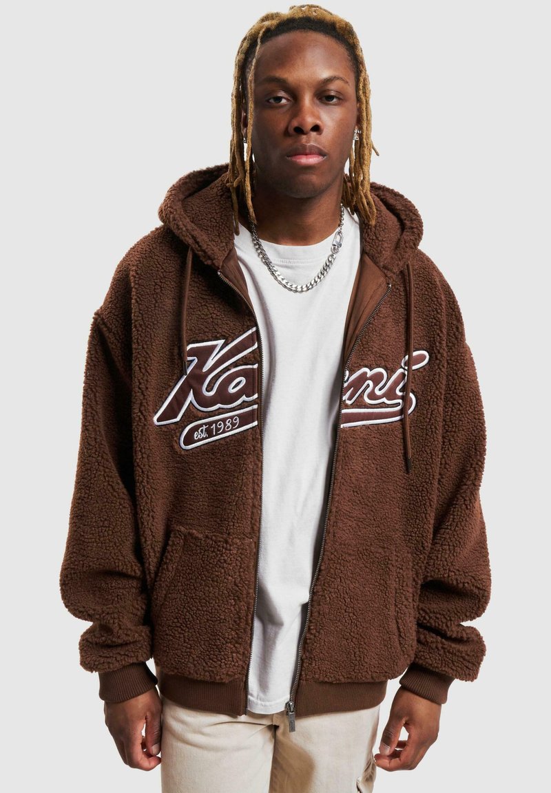 Karl Kani KM VARSITY TEDDY FULL ZIP - Polárdzseki - brown/barna ...