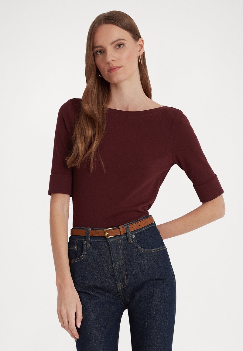 Lauren Ralph Lauren JUDY ELBOW SLEEVE - T-Shirt basic - vintage burgundy/bordeaux - Zalando.ch