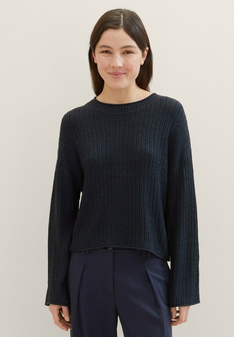 TOM TAILOR DENIM MIT STRUKTUR - Jumper - sky captain blue/dark blue ...