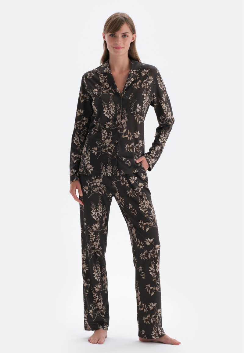 DAGI LONG SLEEVE FLORAL - Pyjama set - dark brown - Zalando.ie
