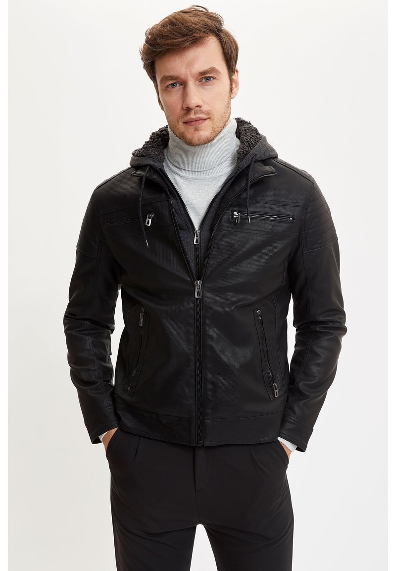 Defacto Kunstlederjacke Black Schwarz Zalando De