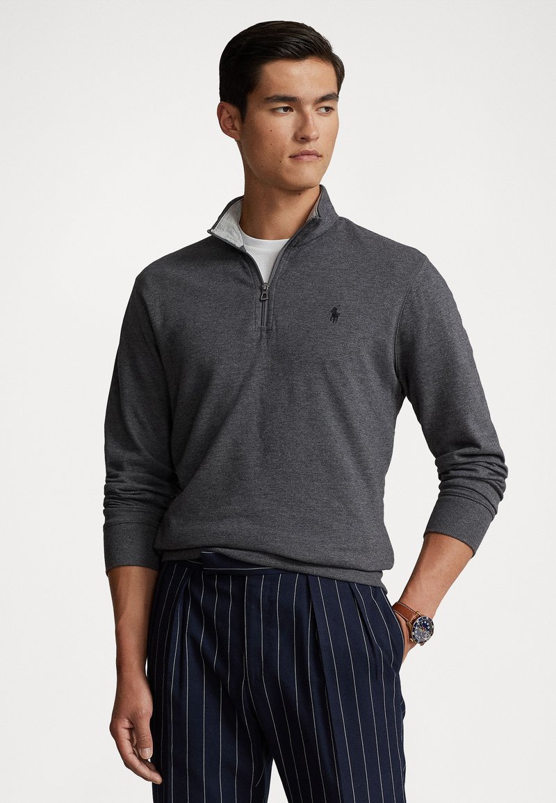 Polo Ralph Lauren LUXURY JERSEY QUARTER-ZIP PULLOVER - Long sleeved top - barclay heather ...