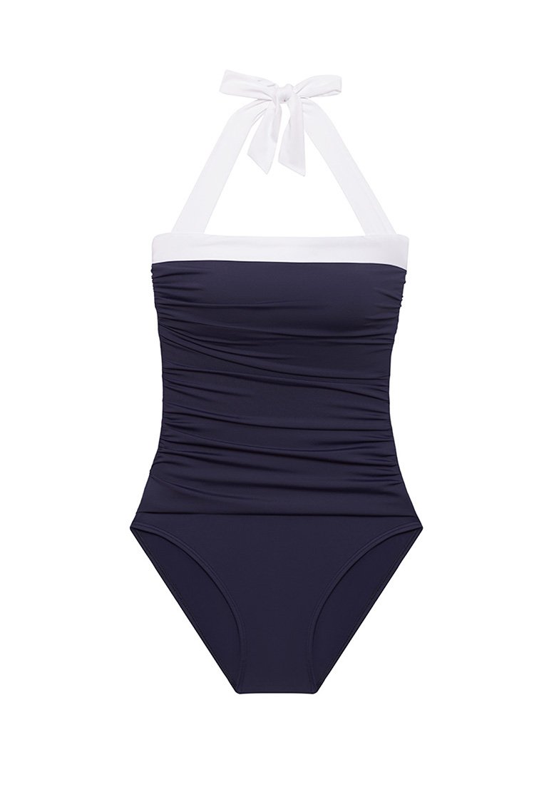 Lauren Ralph Lauren SHIRRED BANDEAU MIO - Swimsuit - dark navy/dark ...