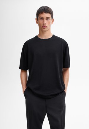 Massimo Dutti KURZÄRMELIGES AUS REINER - T-Shirt basic - dark blue ...