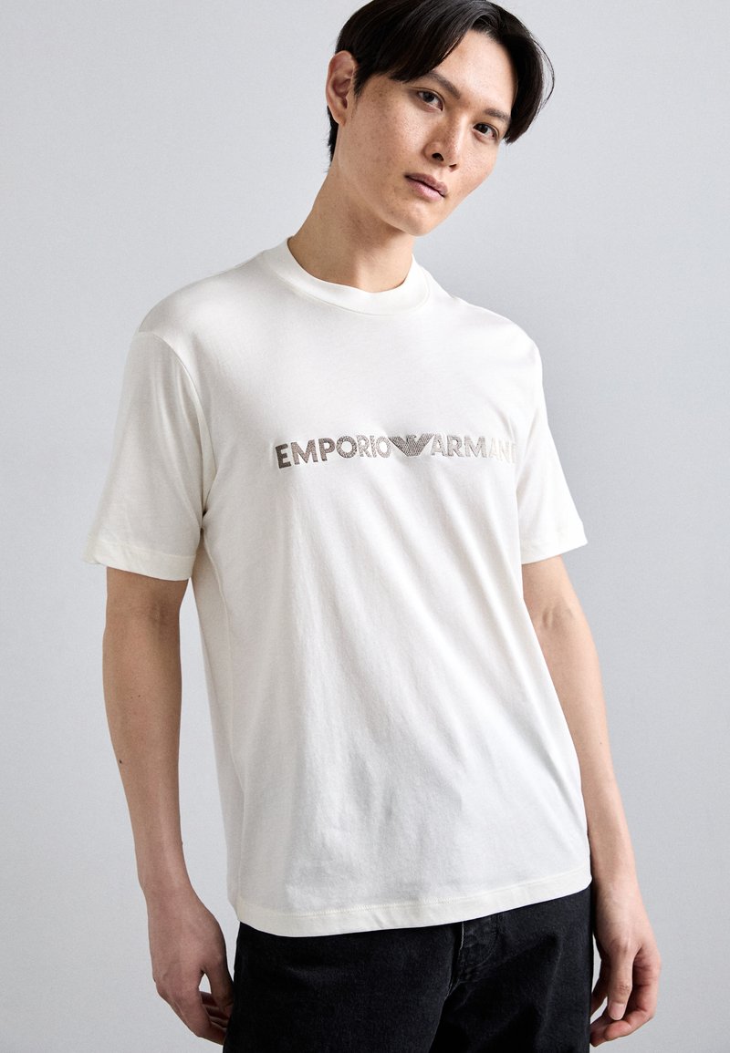 Emporio Armani Print T-shirt - vanilla/off-white - Zalando.ie
