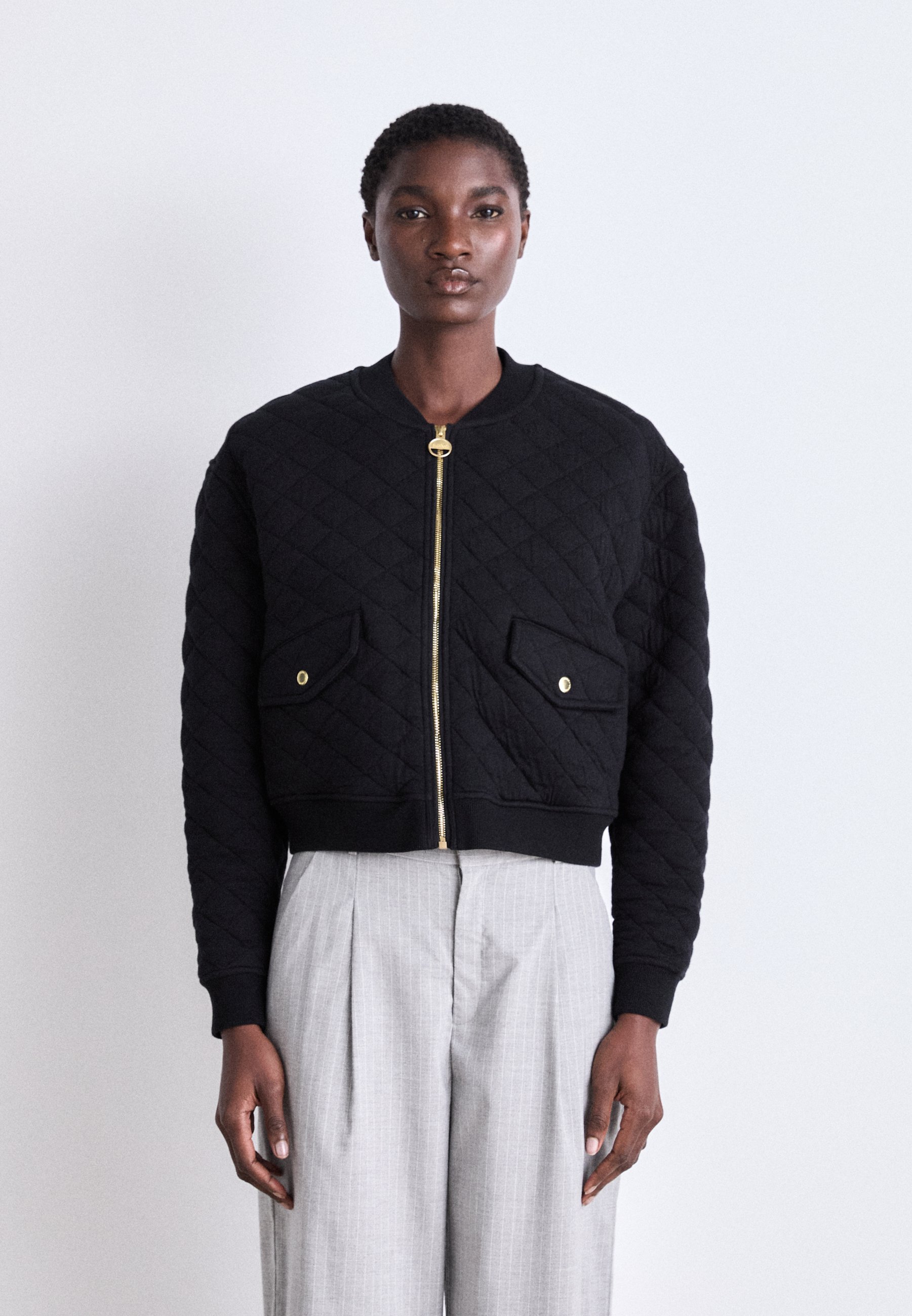 Black barbour bomber jacket store
