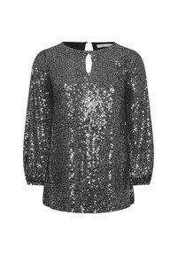 Yours Clothing SEQUIN KEYHOLE - Blouse - silver/donkergrijs - Zalando.nl