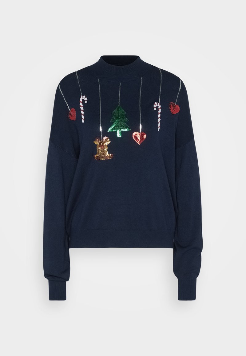 Vero Moda VMQUEENGUARD XMAS - Strikkegenser - dark blue/mørkeblå ...